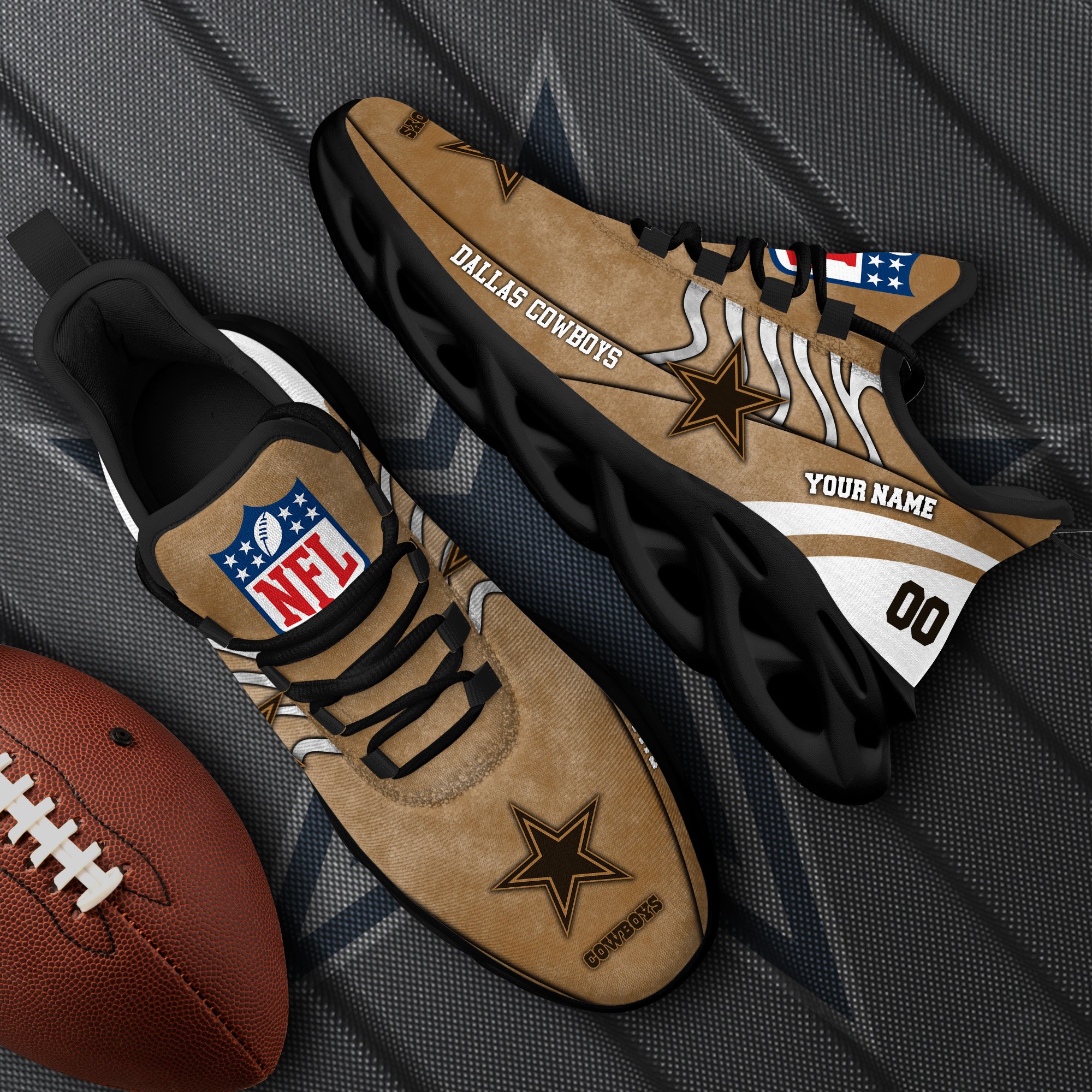 Dallas Cowboys Black Max Soul Shoes 2025 Versions Custom Your Name And ...