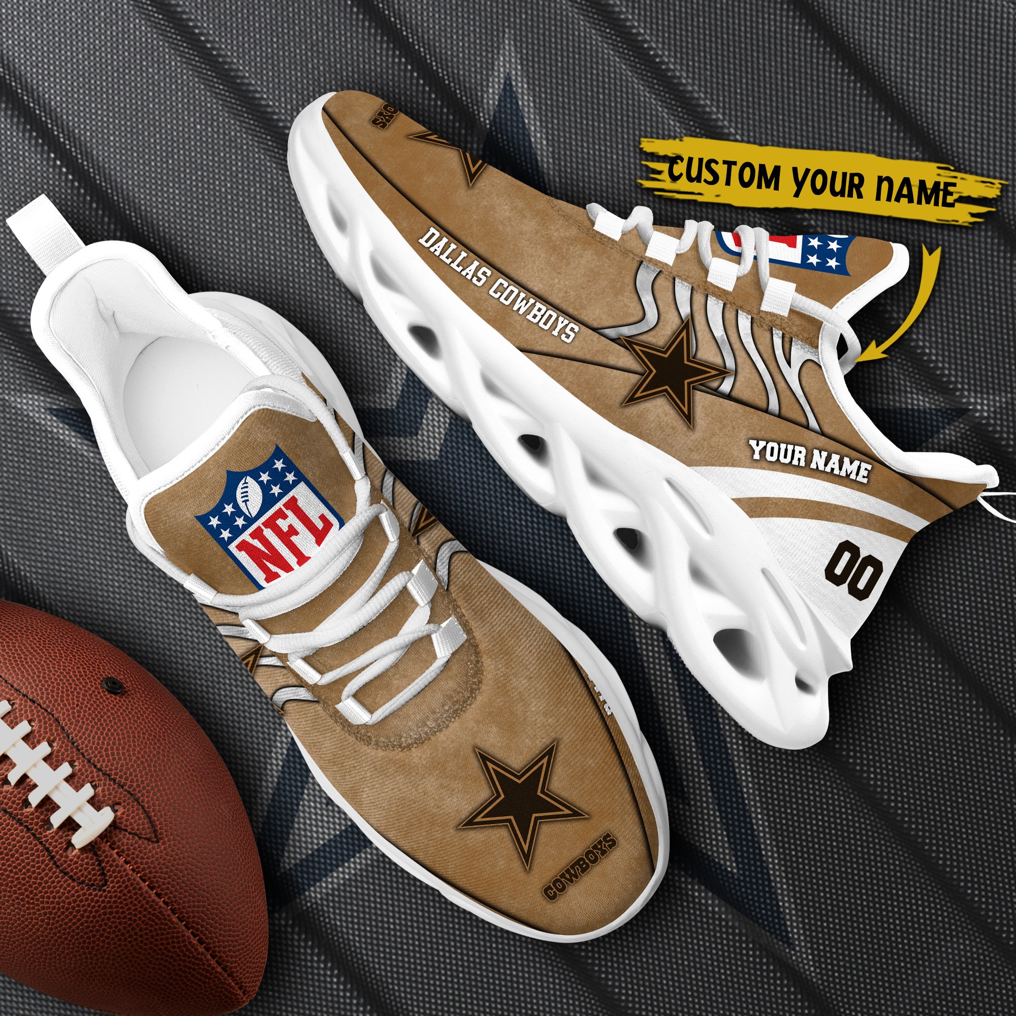 Dallas Cowboys Black Max Soul Shoes 2025 Versions Custom Your Name And ...
