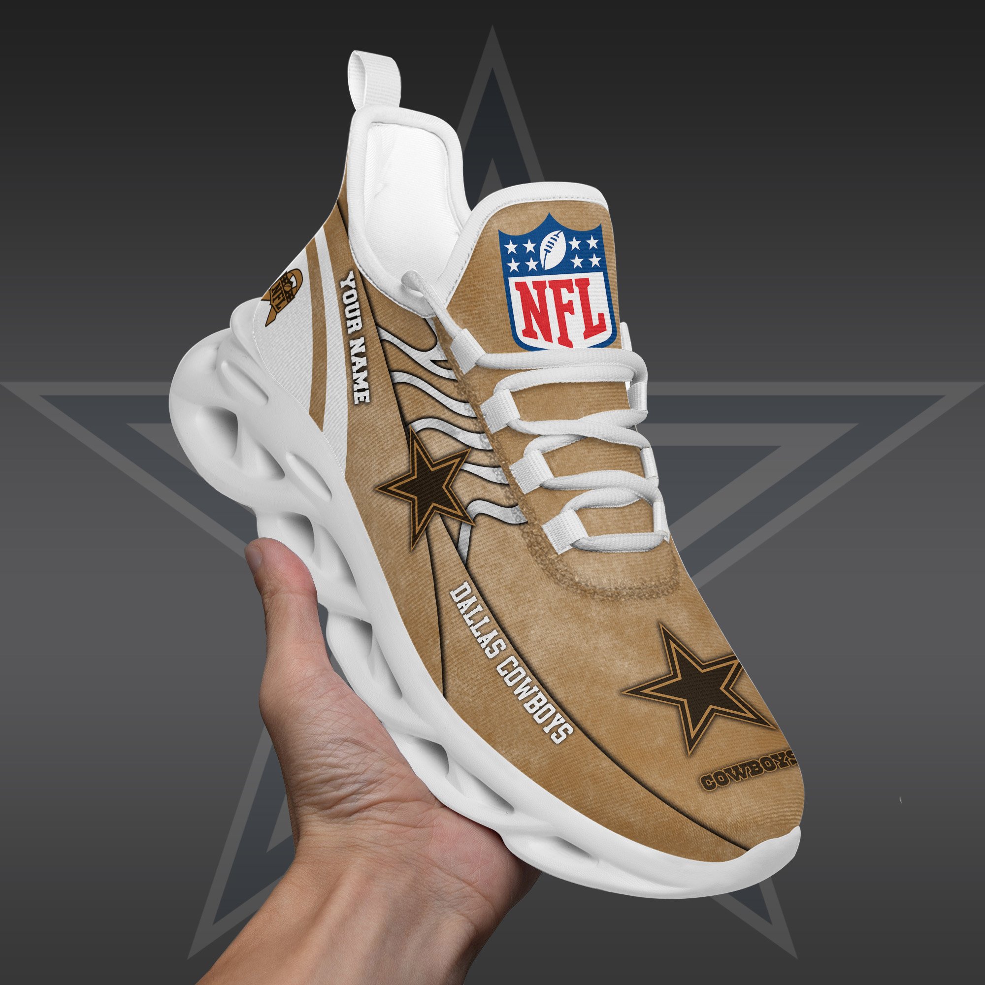 Dallas Cowboys Black Max Soul Shoes 2025 Versions Custom Your Name And ...