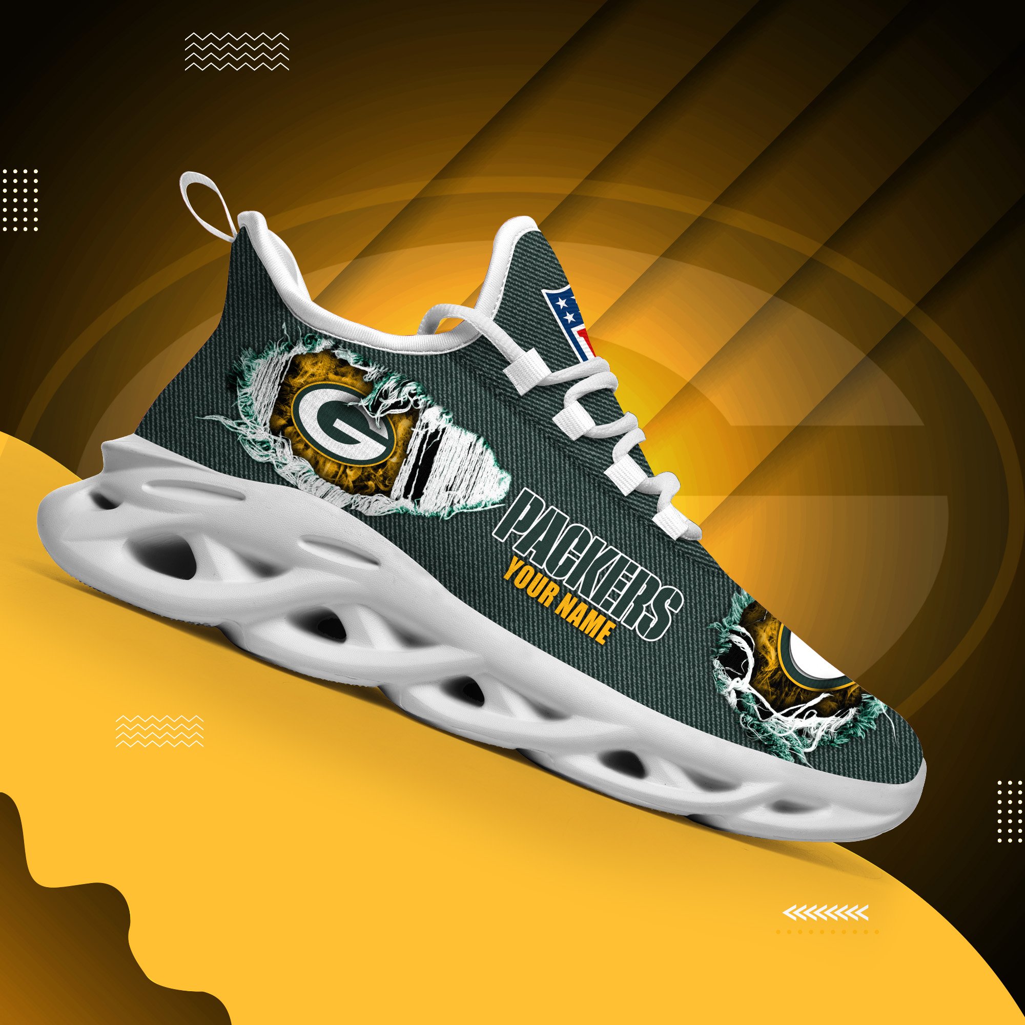 Green Bay Packers Black Max Soul Shoes 2025 Versions Custom Name 554 ...