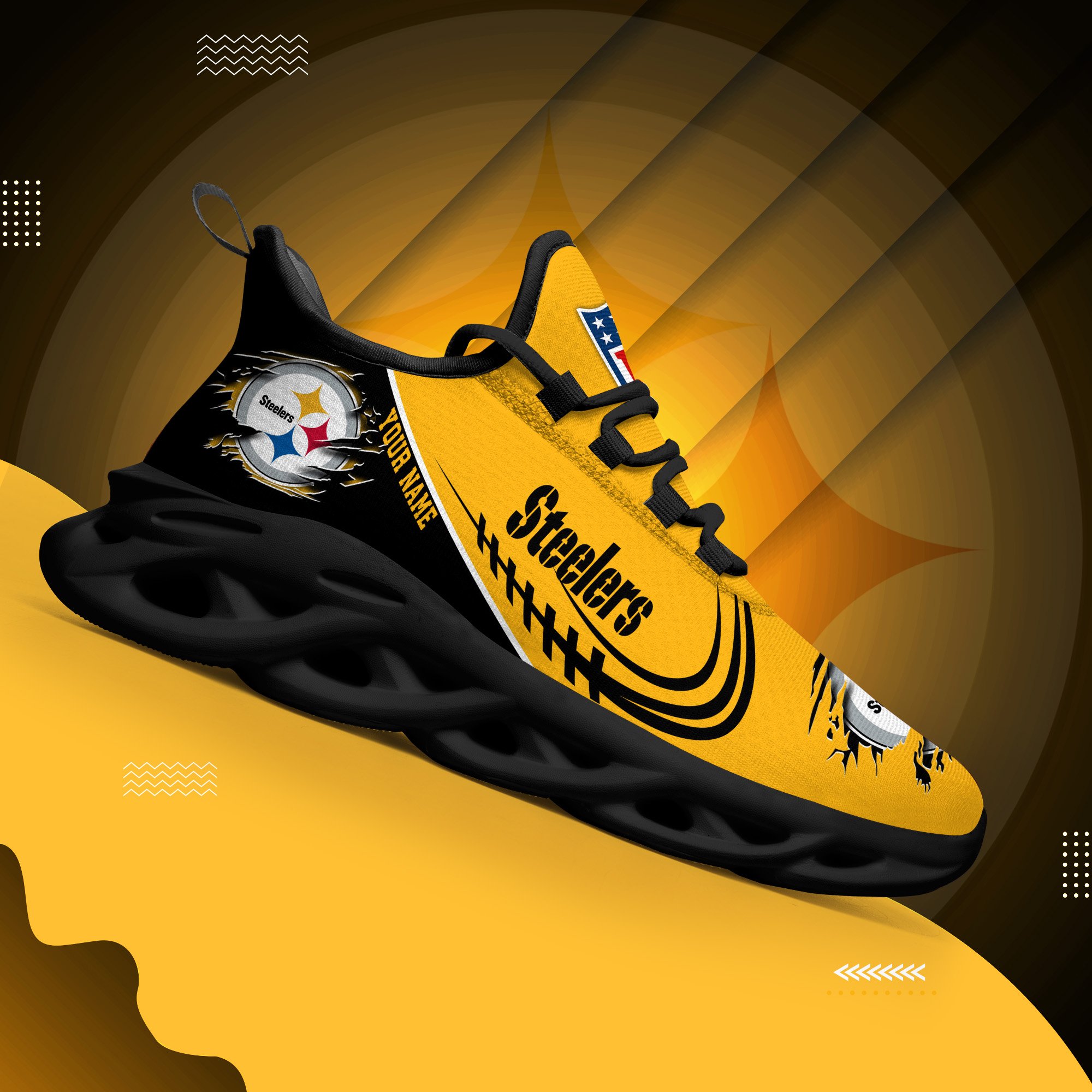 Pittsburgh Steelers Black Max Soul Shoes 2025 Versions Custom Name 003 ...