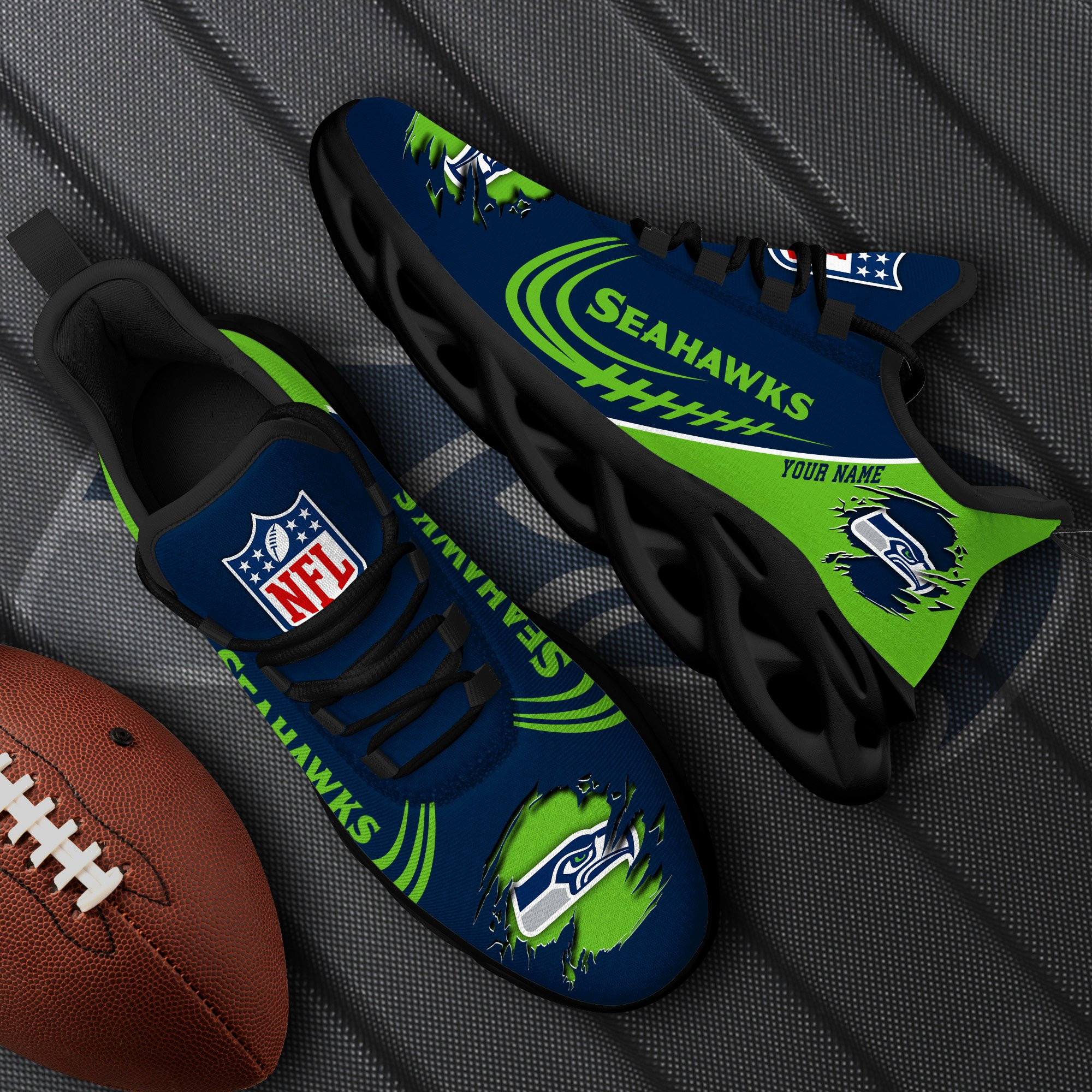 Seattle Seahawks Black Max Soul Shoes 2025 Versions Custom Name 003 ...