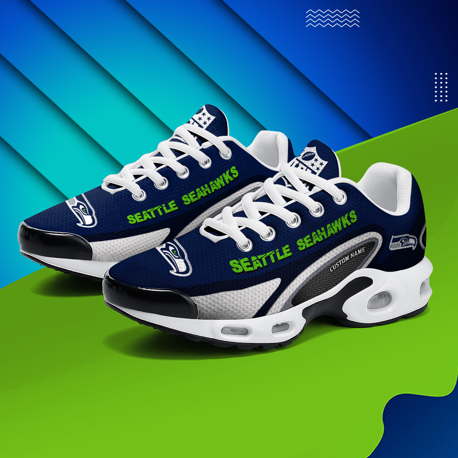 Seattle Seahawks Personalized Name Team Logo Mix Colors Oval Line TN ...